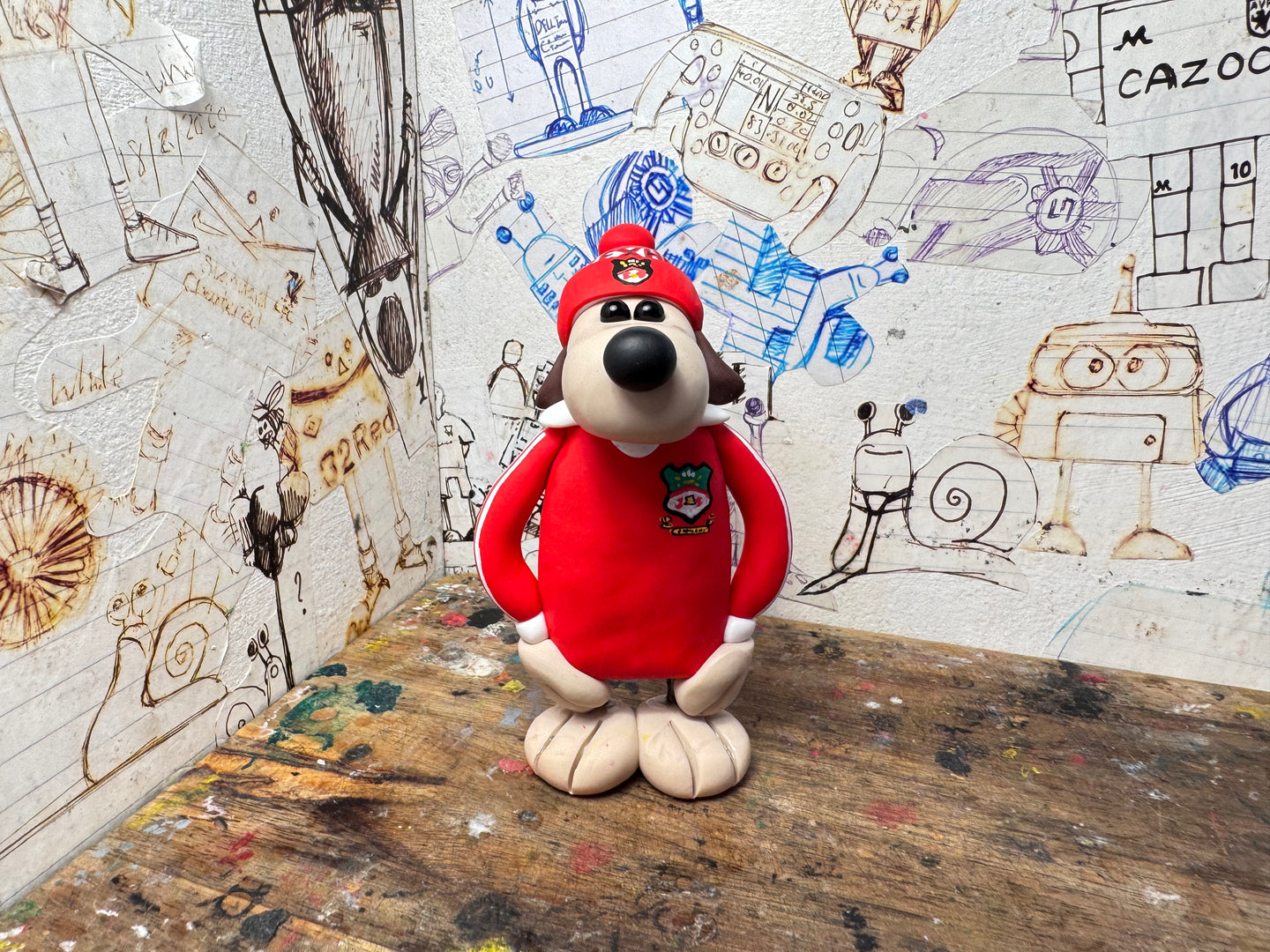 Wrexham AFC 1977 shirt gromit with woolly hat – The footy bird shop