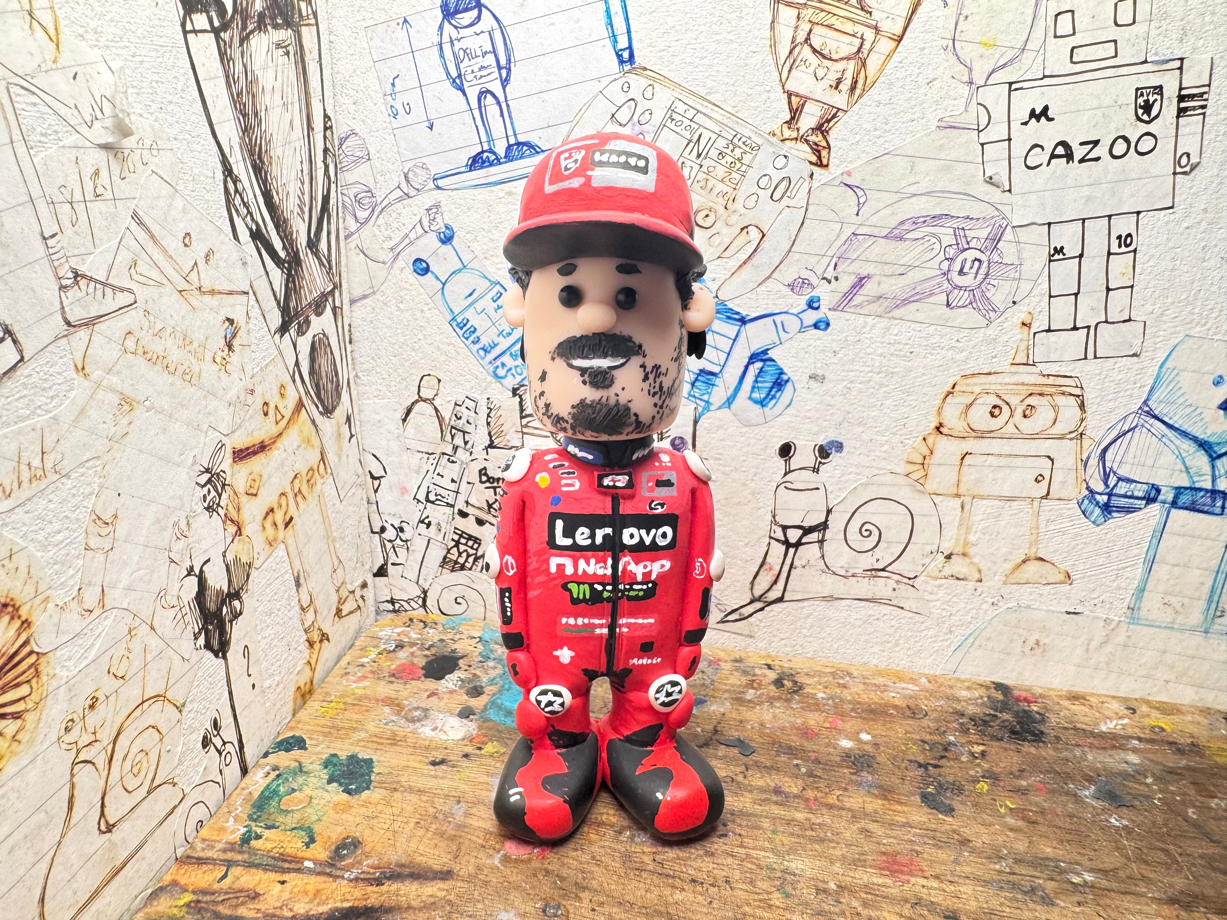 Pecco Bagnaia cartoon character with moving head 2025 – The footy bird shop